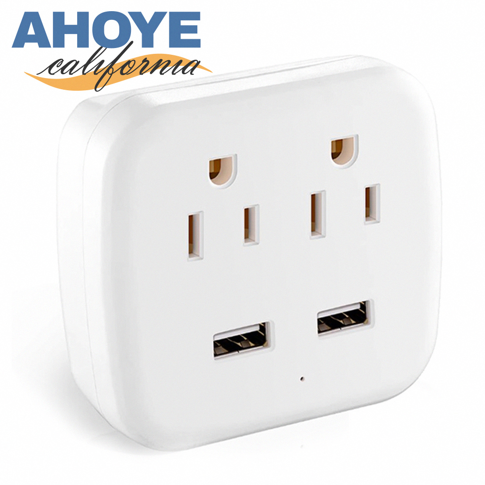 【Ahoye】2孔2USB插座 (插座 轉接頭 轉接插座 USB插座 壁插) - PChome 24h購物
