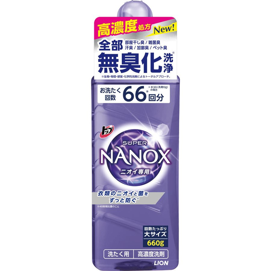 日本【LION】TOP SUPER NANOX高濃度洗衣精 強效去味660g - PChome 24h購物