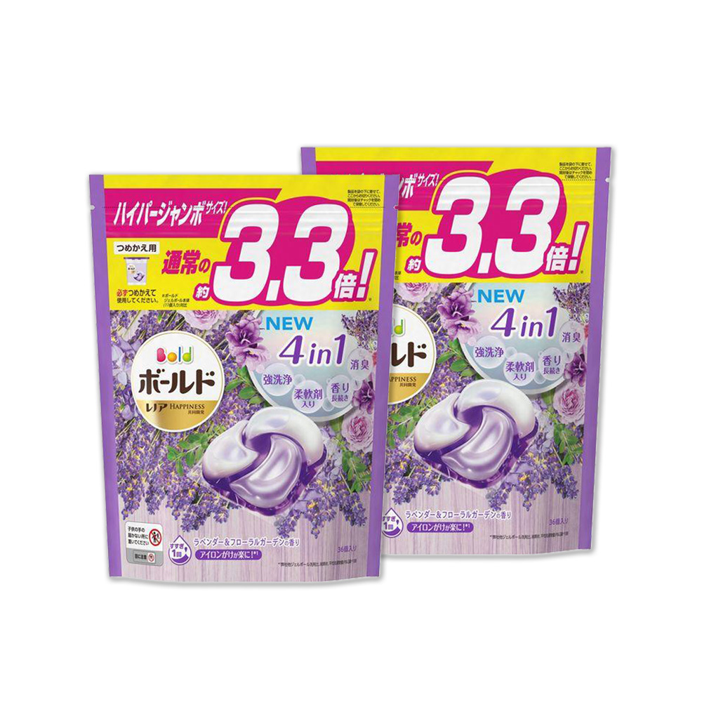 (2袋72顆超值組)日本P&G Bold-新4D炭酸機能4合1強洗淨2倍消臭柔軟芳香洗衣球-薰衣草香氛36顆/紫袋 - PChome 24h購物
