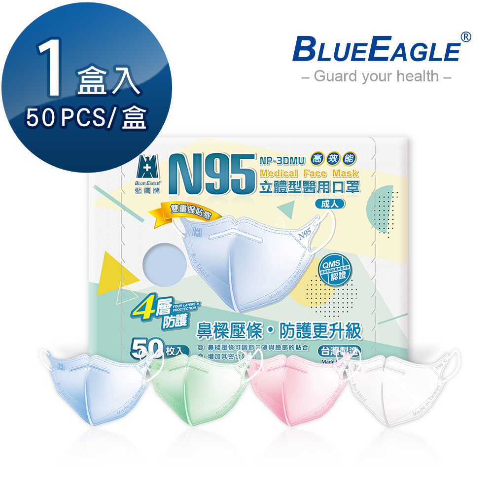 【藍鷹牌】N95醫用立體型成人口罩-壓條款 50片x1盒 - PChome 24h購物