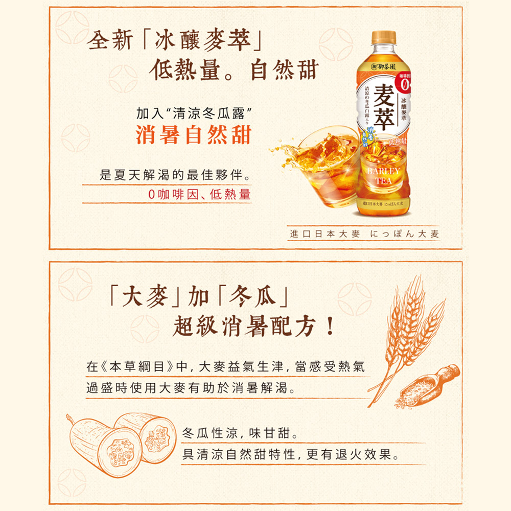 【御茶園】冰釀麥萃低熱量590ml (24入X2箱) - PChome 24h購物