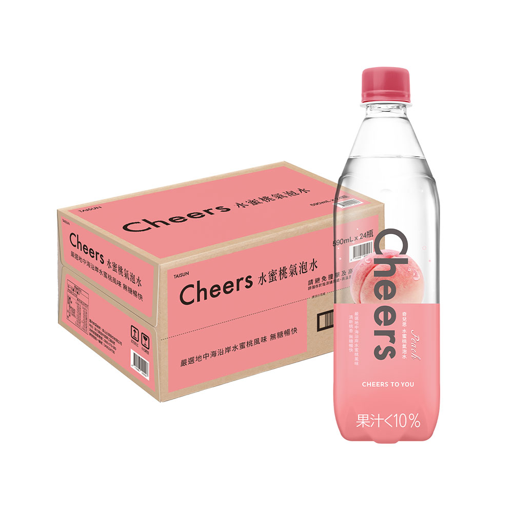 TAISUN 泰山 Cheers Peach水蜜桃氣泡水 590ml(24入x2箱) - PChome 24h購物