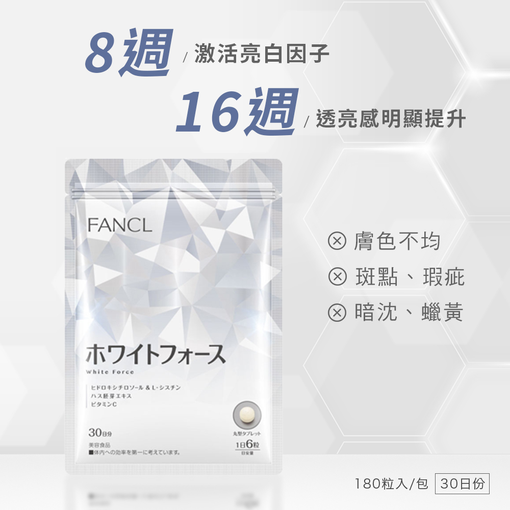 【FANCL 芳珂】White Force 再生亮白營養美白錠x1袋（180粒/袋） - PChome 24h購物