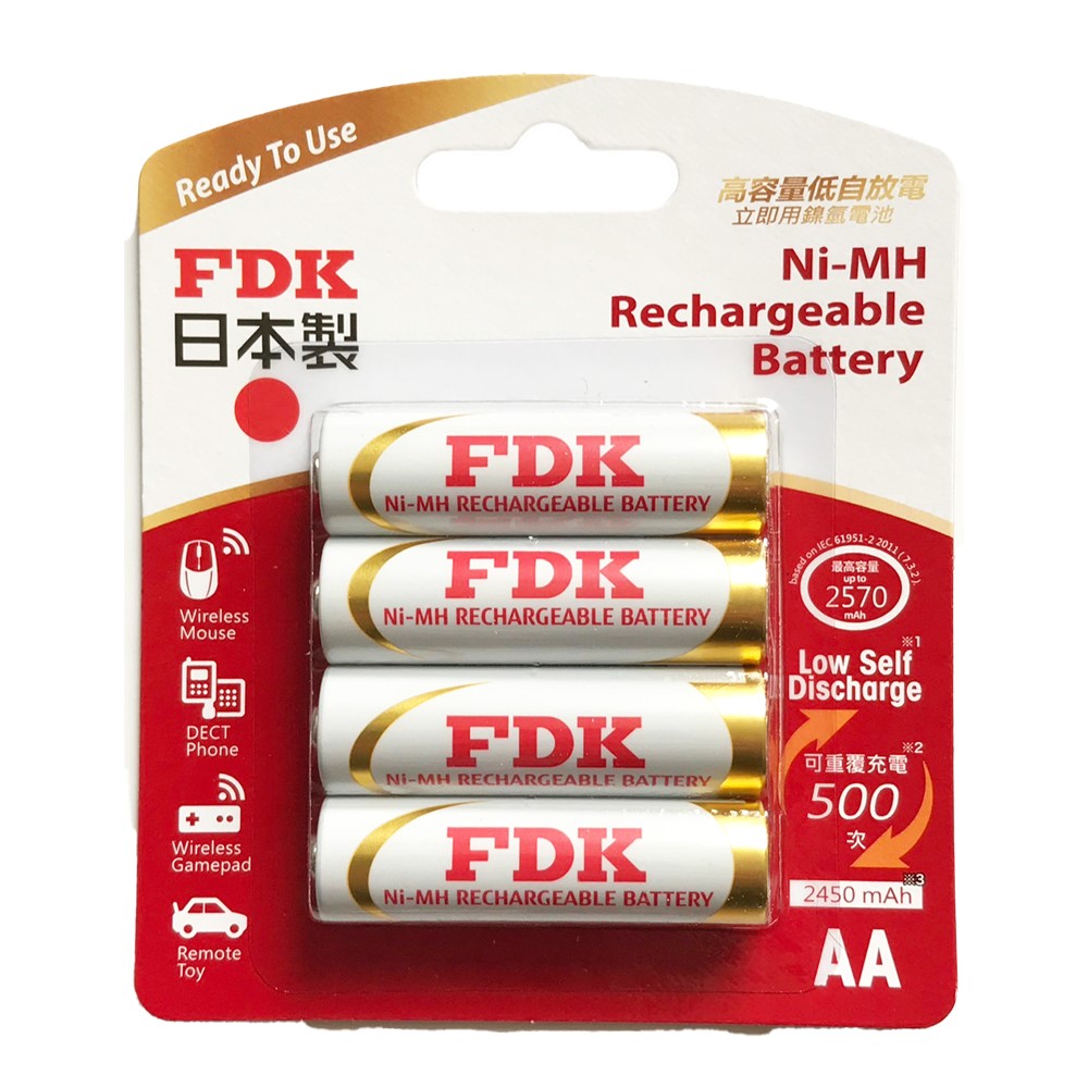 日本FDK 大容量低自放電 3號 4入充電電池 HR3UTHFA-4 - PChome 24h購物