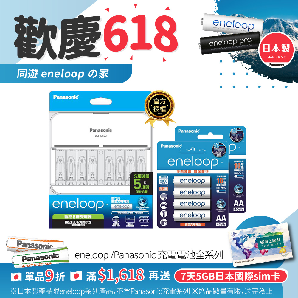 【Panasonic 國際牌】BQ-CC63 智控8槽充電組(含eneloop標準款3號電池8入) - PChome 24h購物