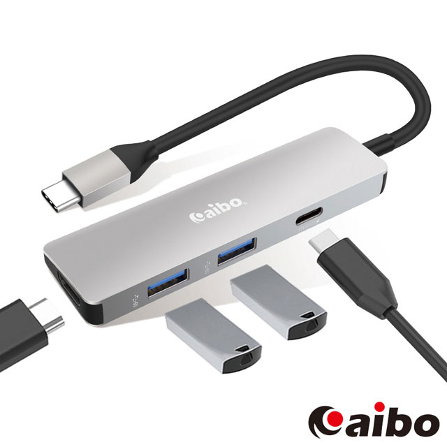 aibo 4合1 Type-C 薄型多功能擴充器(PD快充/HDMI/USB3.0) - PChome 24h購物