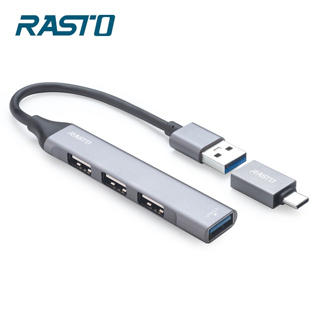 RASTO RH7 USB 3.0 鋁合金四孔HUB集線器 贈TypeC接頭 - PChome 24h購物