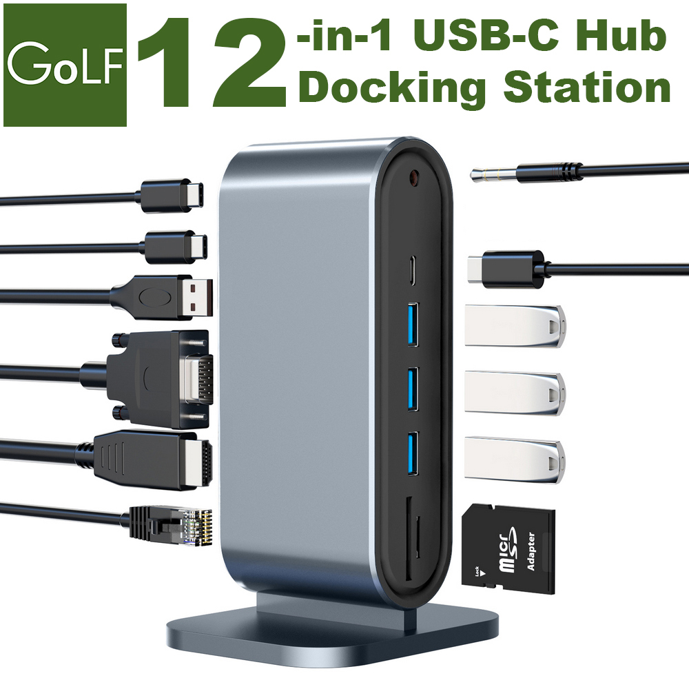 Golf 12 in 1 USB C 直立款擴充 HUB 工作站 - PChome 24h購物