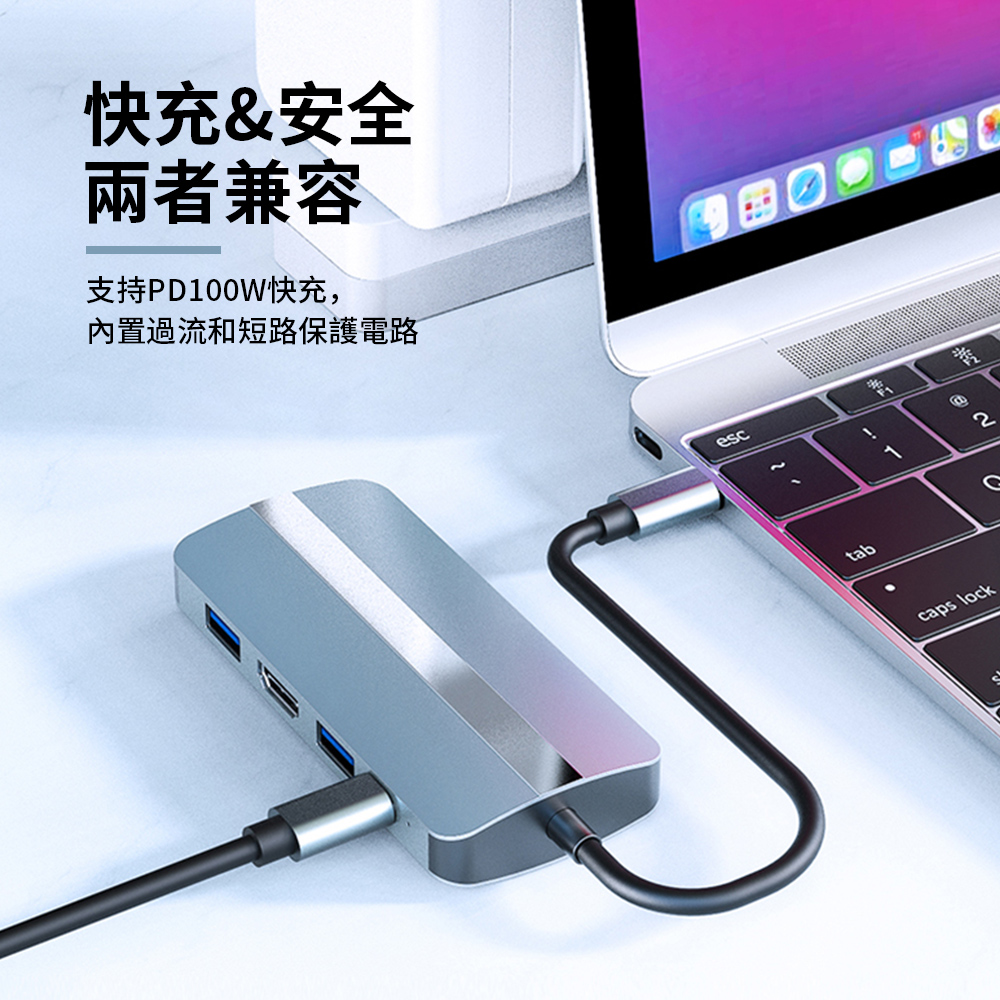 ANTIAN Type-C 七合一多功能HUB轉接器 PD快充 USB3.0擴展塢 HDMI集線器 Mac轉接頭 - PChome 24h購物