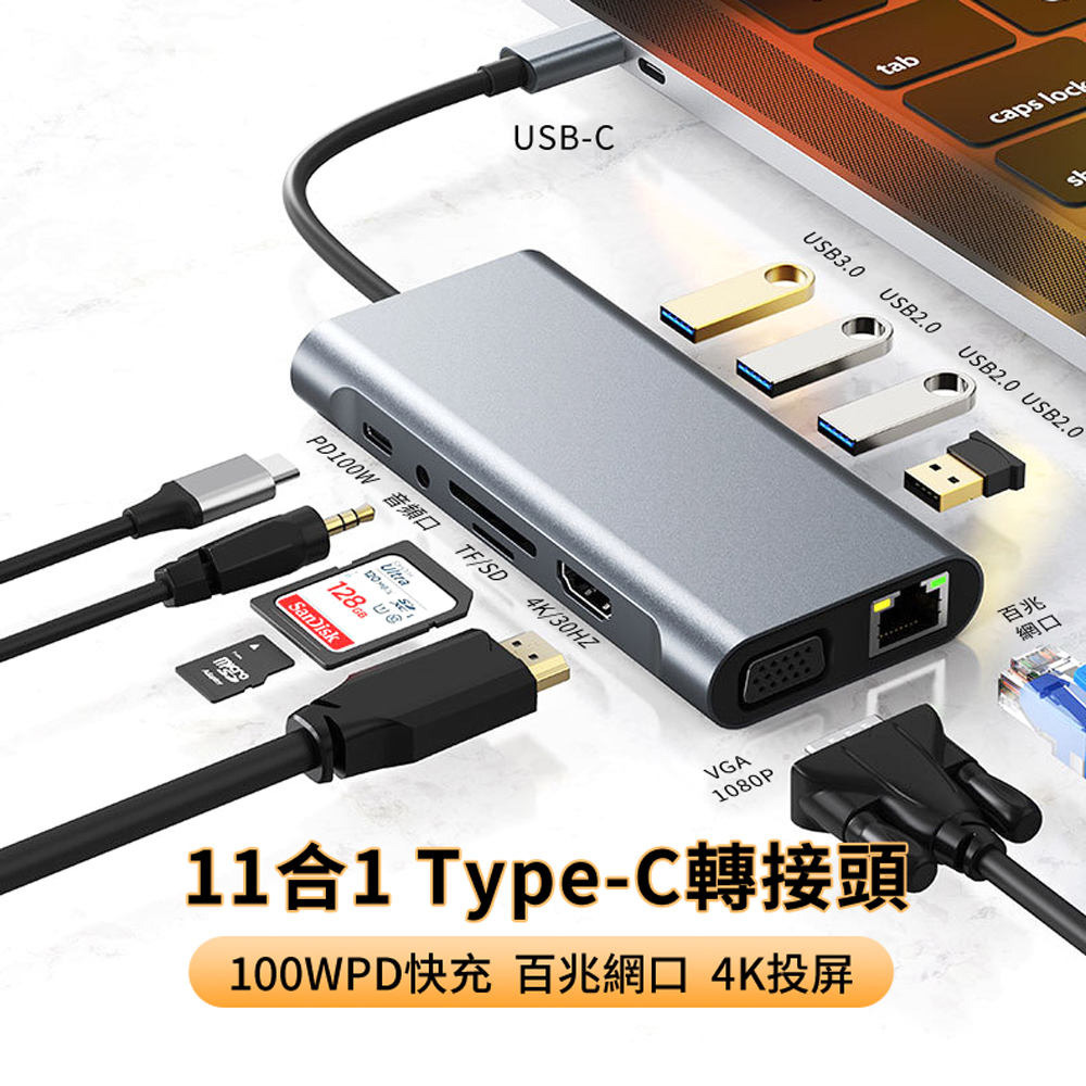 ANTIAN 11合1 Type-C多功能HUB轉接器 Mac轉接頭 USB3.0 HDMI集線器 - PChome 24h購物