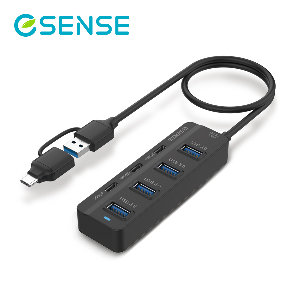 Esense 4A+3C 7 Port USB3.0集線器743 (黑色) - PChome 24h購物