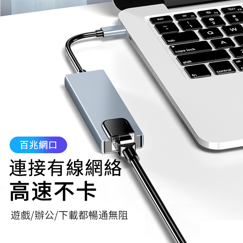 ANTIAN Type-C 八合一多功能HUB轉接器 PD快充 充電傳輸集線器 USB3.0 WAN轉接頭 HDMI - PChome 24h購物