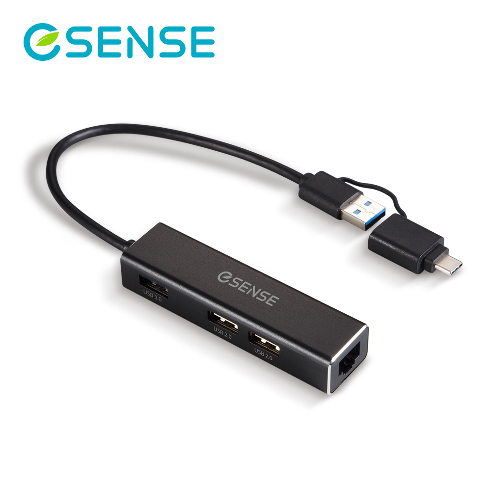 Esense USB轉RJ45+USB HUB RJ204 - PChome 24h購物