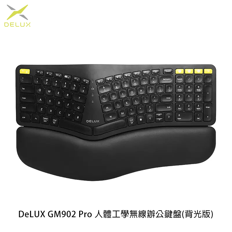DeLUX GM902 Pro 人體工學無線辦公鍵盤(背光版) 無線鍵盤 背光鍵盤 藍牙鍵盤 減壓鍵盤 - PChome 24h購物