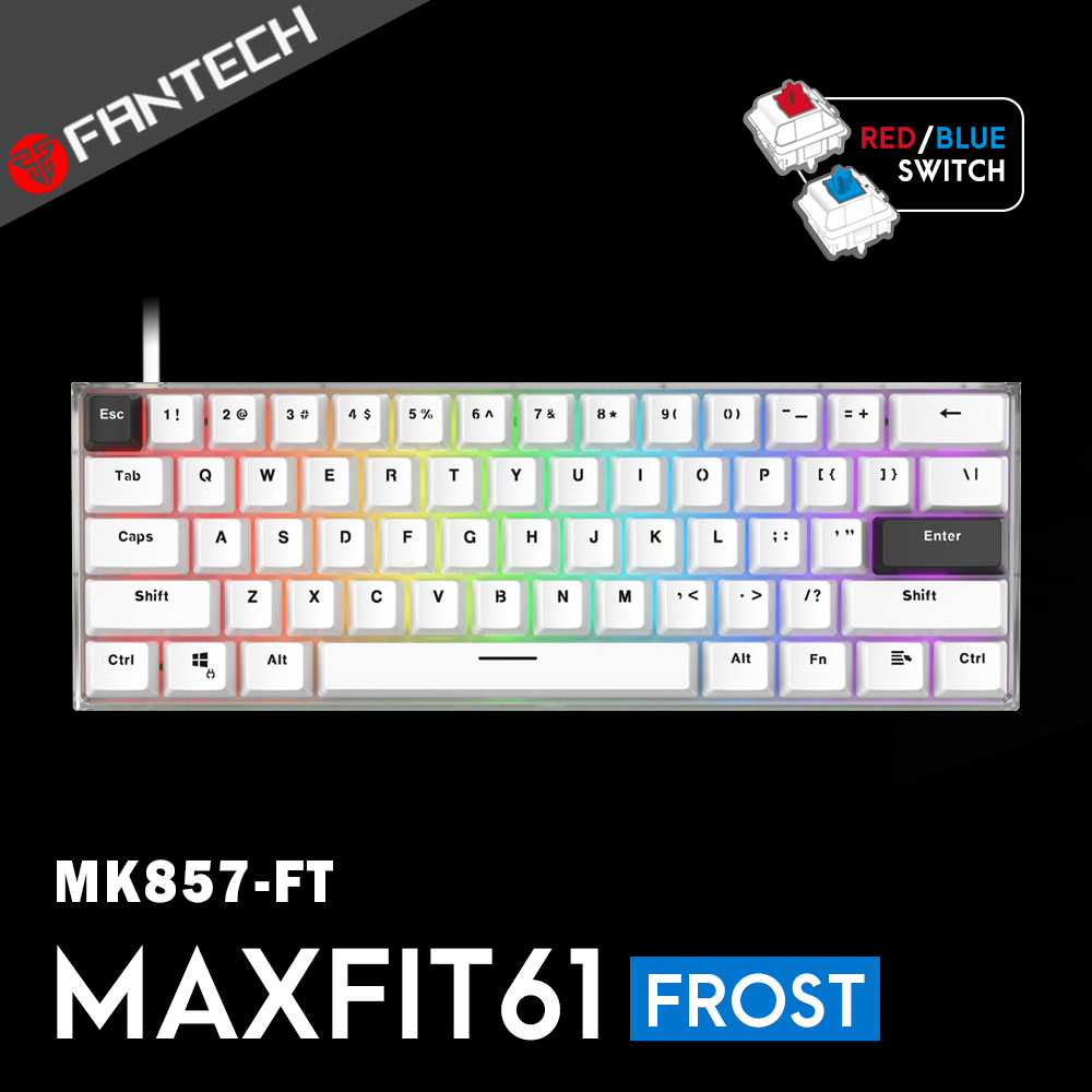 MAXFIT61 Frost 60%可換軸體RGB機械式鍵盤(MK857 FT)-白 - PChome 24h購物