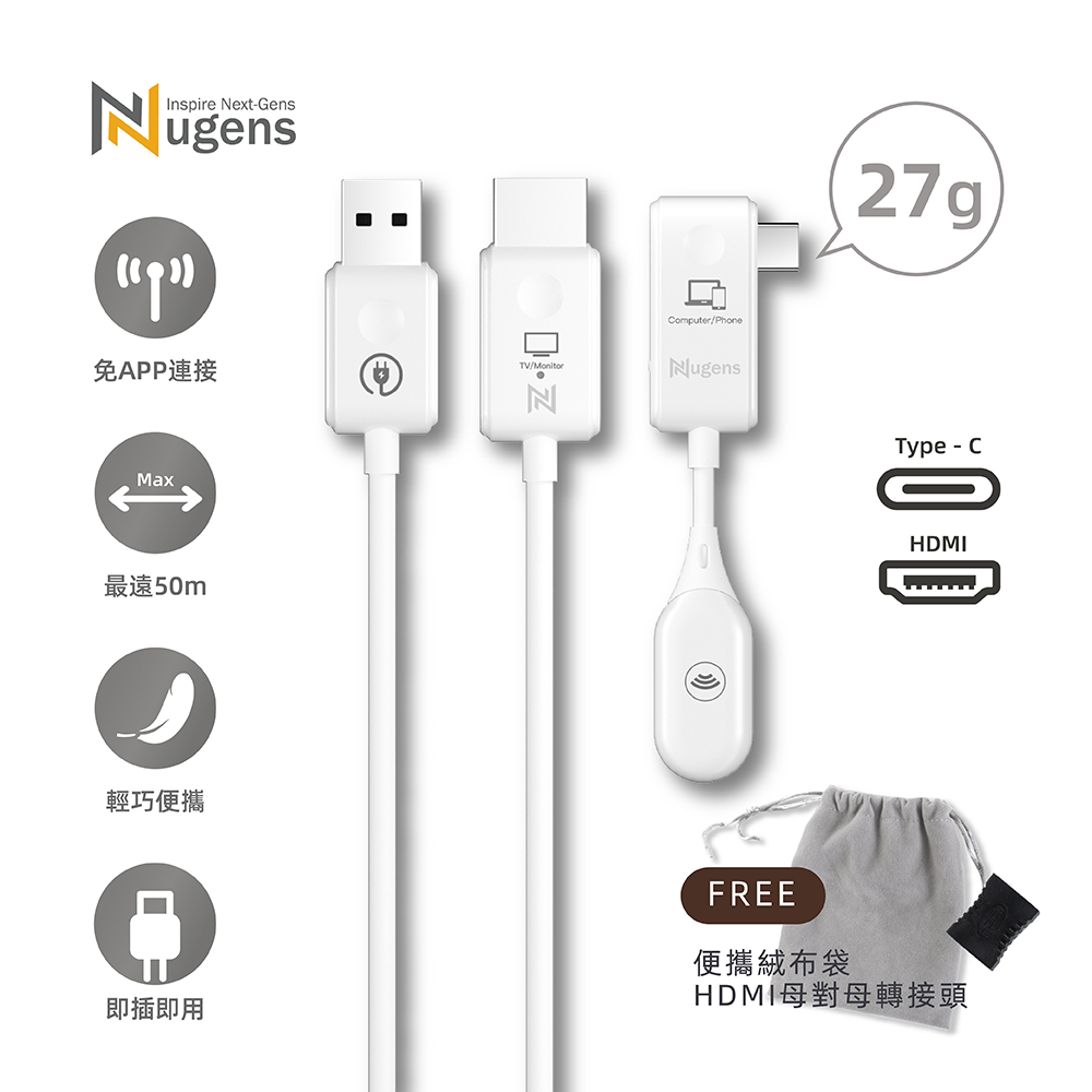 Nugens Type-C 無線 HDMI 影音傳輸器 - PChome 24h購物