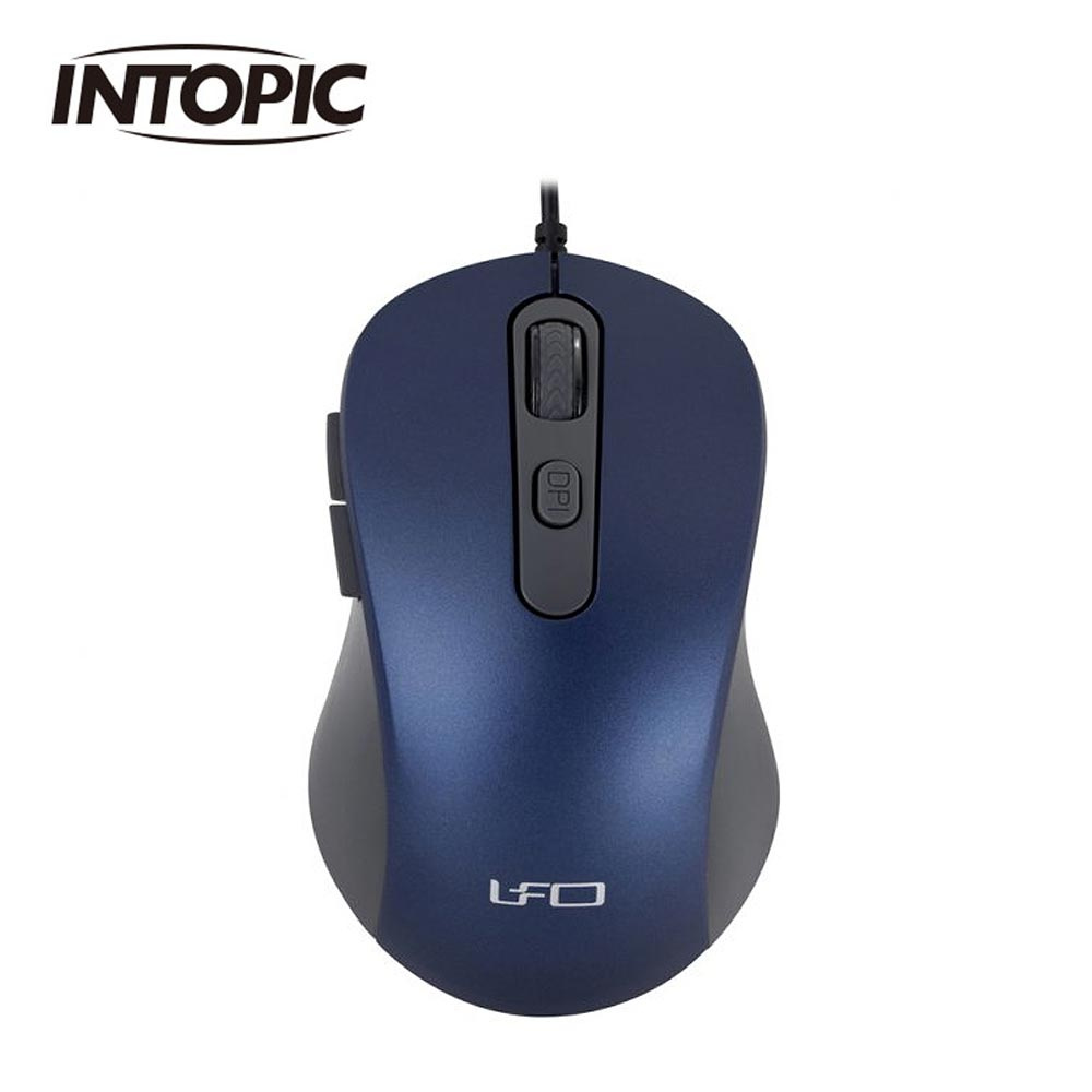 【INTOPIC 廣鼎】UFO-MS-Q112 飛碟光學有線靜音滑鼠-金屬藍 - PChome 24h購物
