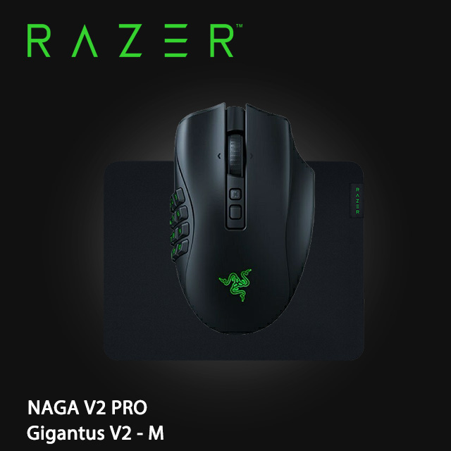 RAZER NAGA V2 PRO 雷蛇 那伽梵蛇 V2 PRO 無線電競滑鼠+ GIGANTUS V2 巨甲蟲滑鼠墊M(中 ...