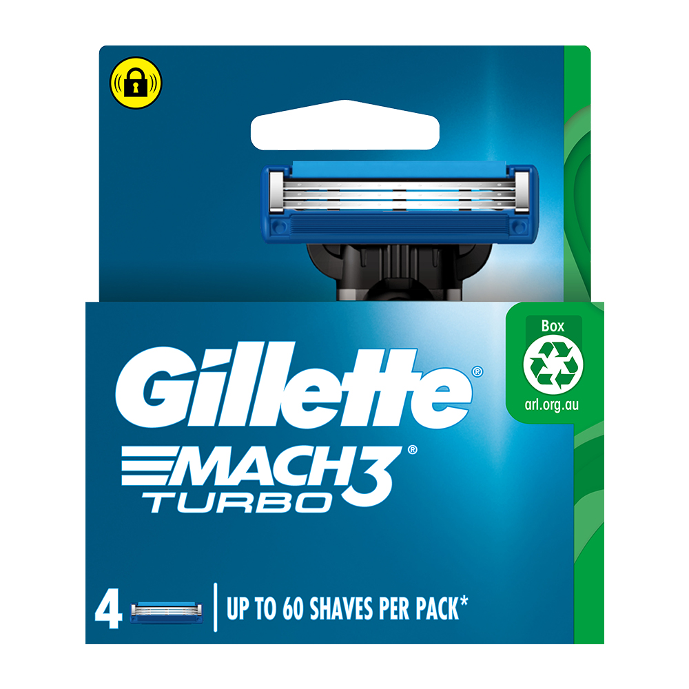 【Gillette 吉列 】Mach3 Turbo 鋒速突破系列刮鬍刀頭 4刀組 - PChome 24h購物