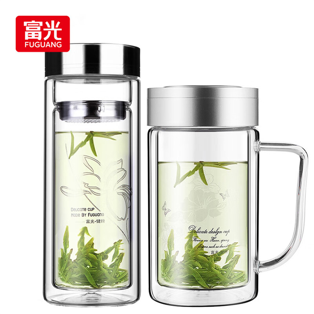 【FUGUANG 富光】買1送1 雙層玻璃情侶杯（320ml+320ml）(茶水杯 泡茶杯 玻璃杯 辦公杯 交換禮物) - PChome 24h購物