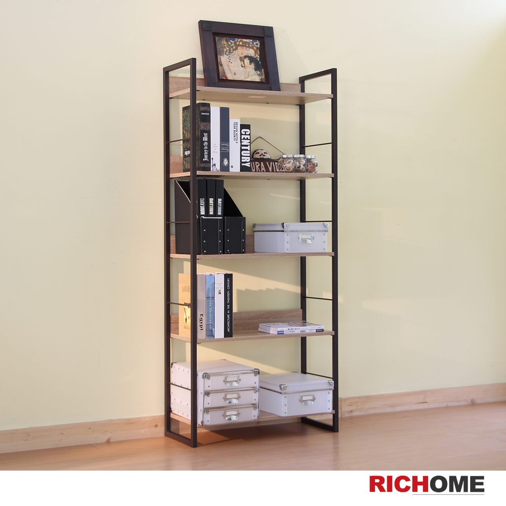 【RICHOME】里斯特3D木紋五層架-咖啡鐵管 - PChome 24h購物