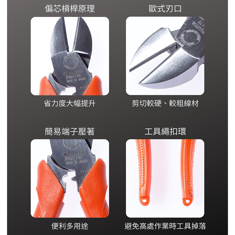 【FUJIYA】強力型斜口鉗-偏芯歐式 175mm - PChome 24h購物