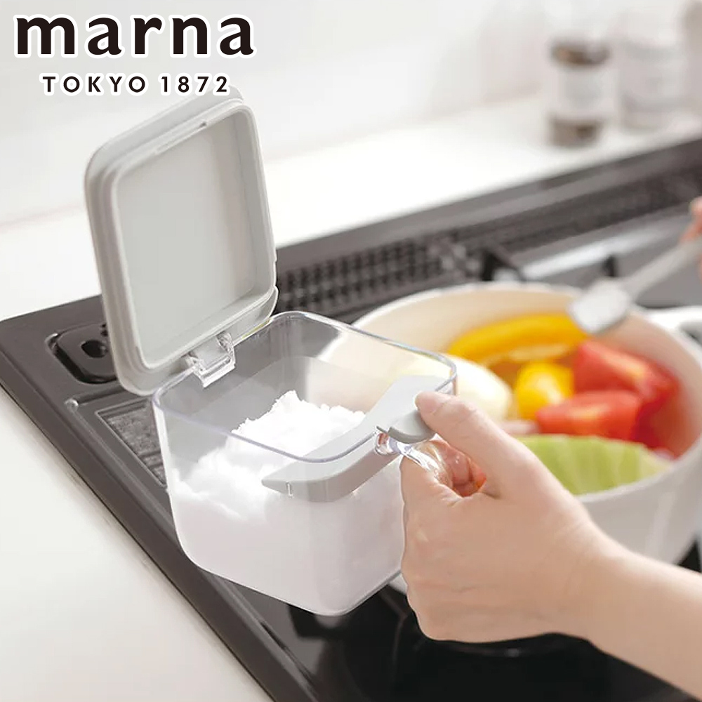 【MARNA】按壓式密封調味料盒附勺子600ml-3色 - PChome 24h購物