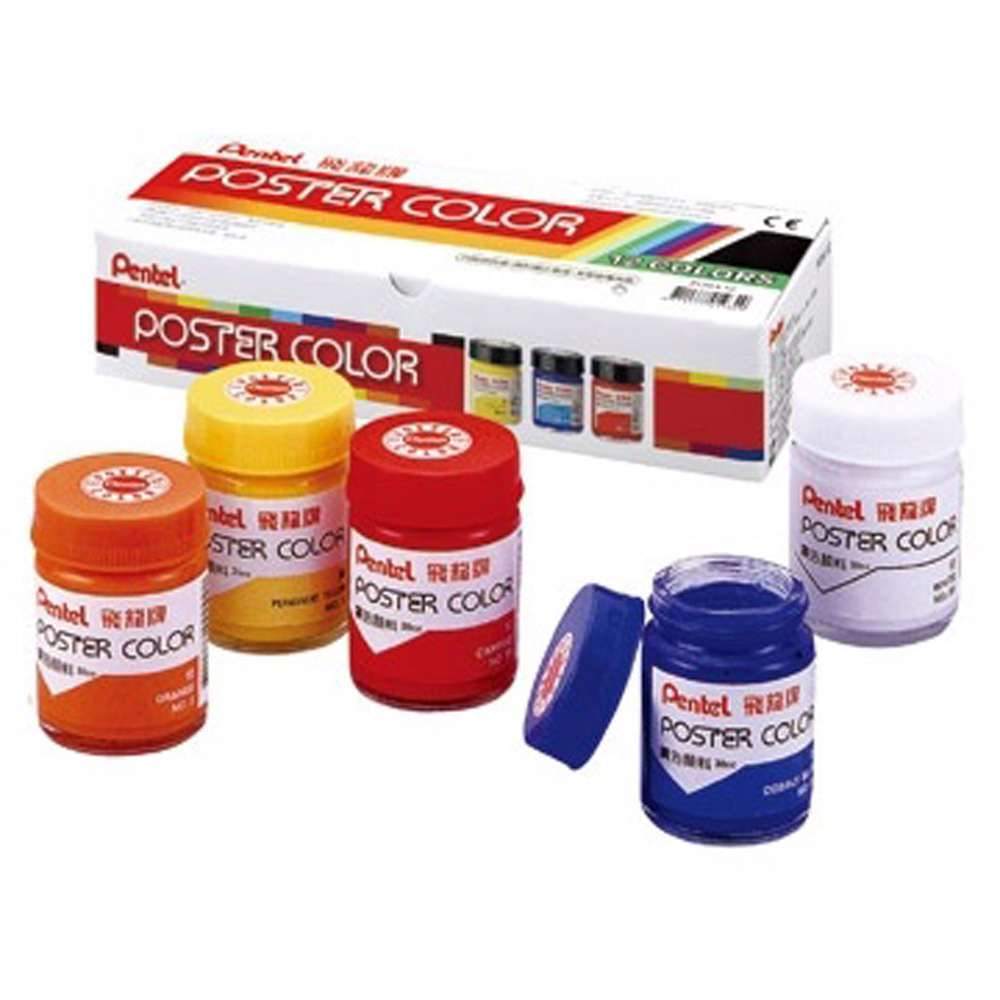 飛龍Pentel廣告顏料12色套裝POS4-12/30cc/12瓶/盒 - PChome 24h購物