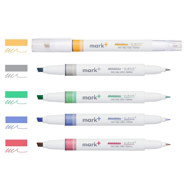 KOKUYO Mark+獨角仙螢光筆粗細兩用 (5入)-同色系II - PChome 24h購物