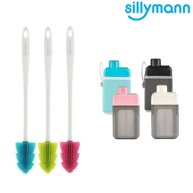 【韓國sillymann】 扁平時尚水壺300ml+100%鉑金矽膠水瓶刷 - PChome 24h購物
