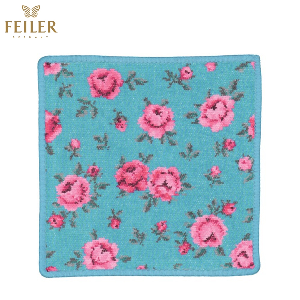 【Feiler】粉紅小花方巾(25x25)青 - PChome 24h購物