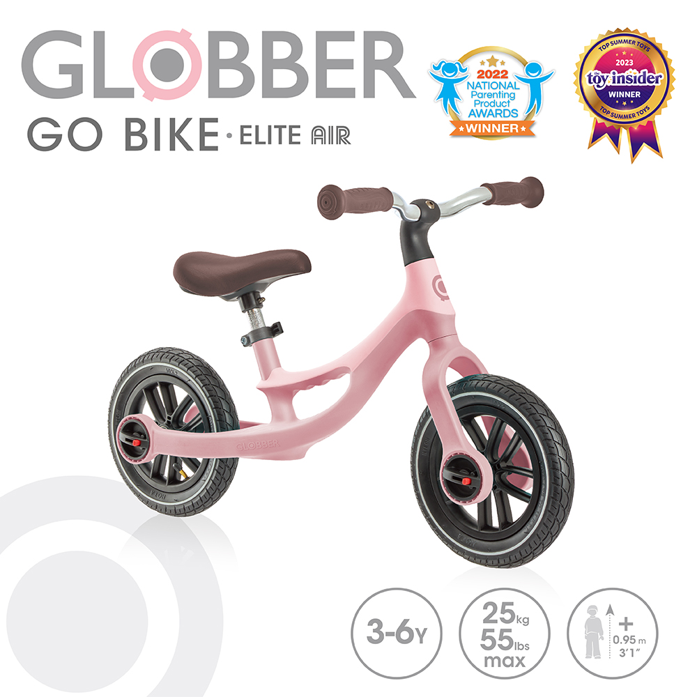 法國 GLOBBER GO BIKE ELITE AIR 充氣胎平衡滑步車-乾燥玫瑰粉 - PChome 24h購物