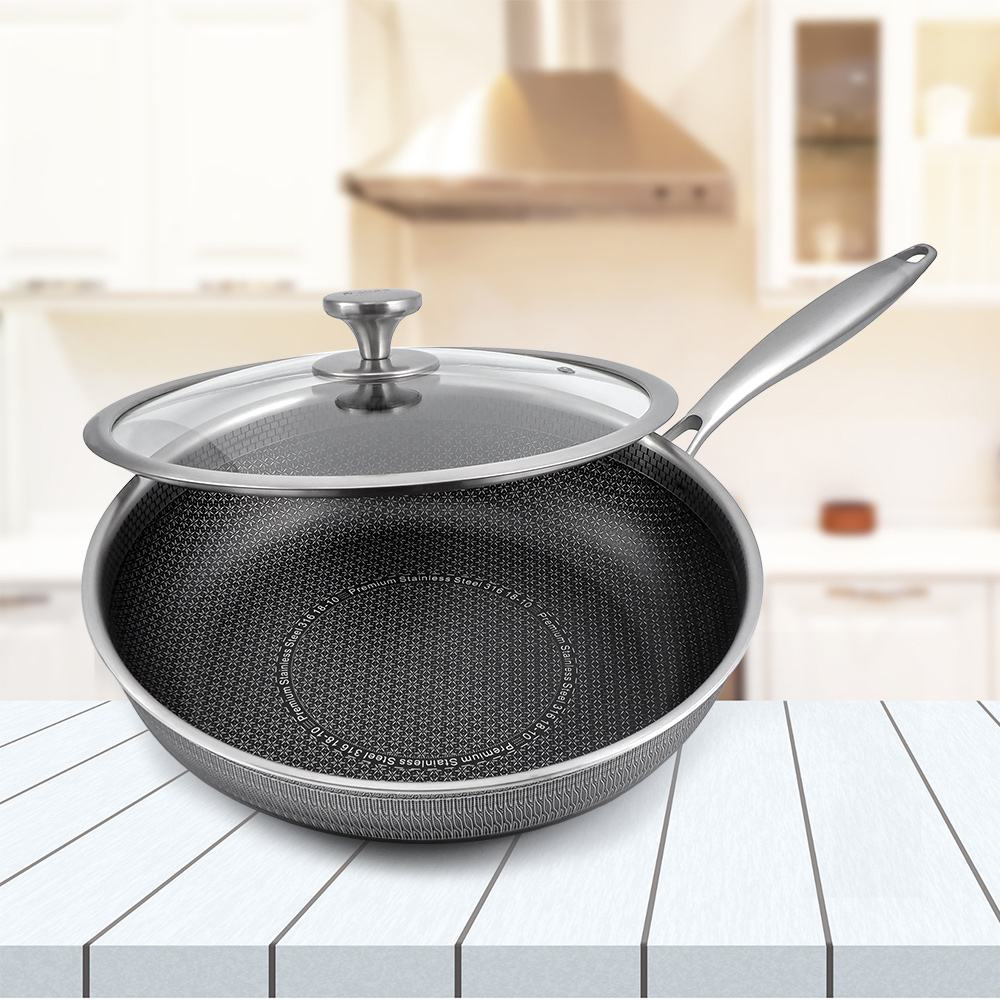 【Maluta】瑪露塔 316不鏽鋼陶晶三代不沾平底鍋-32cm (附玻璃鍋蓋) - PChome 24h購物