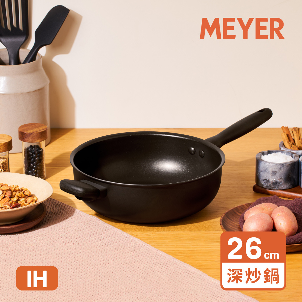 【MEYER 美亞】IH全黑陽極陶瓷不沾深炒鍋26CM - MIDNIGHT鎧甲系列 - PChome 24h購物