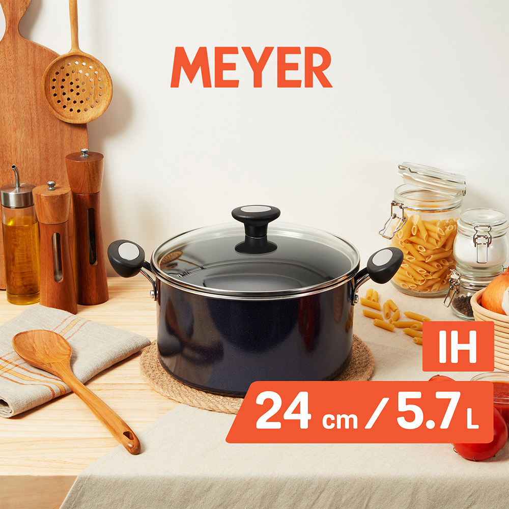 【MEYER 美亞】IH藍寶石導磁不沾鍋 24CM雙耳湯鍋 - 超能耐磨系列(含蓋) - PChome 24h購物