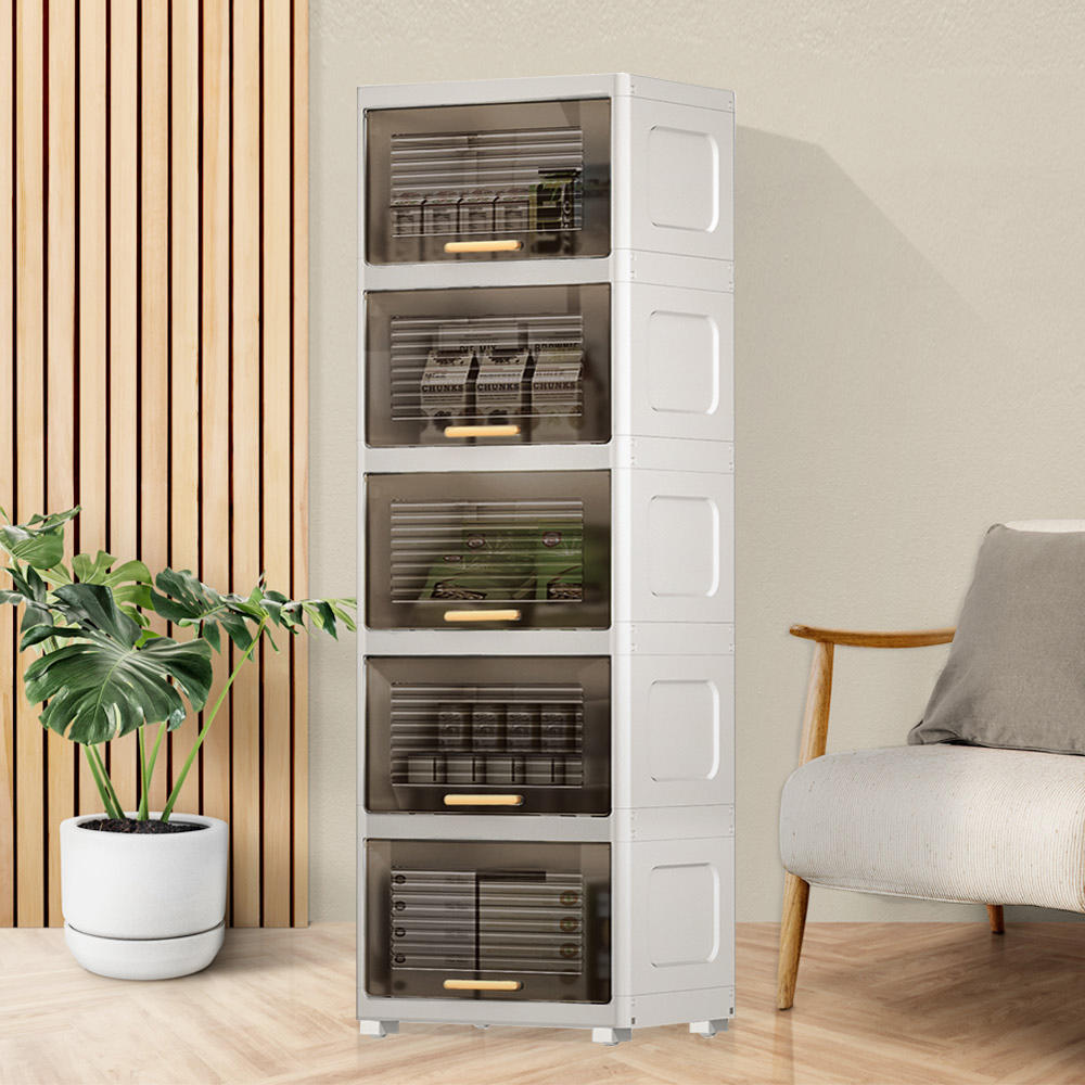 AOTTO 40面寬翻蓋附輪五層收納櫃(抽屜櫃 塑膠櫃 置物櫃) - PChome 24h購物