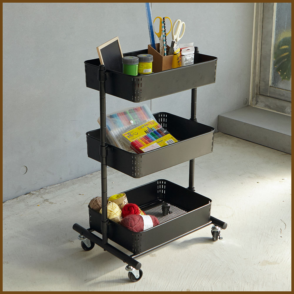 【ikloo】調節式輕巧三層推車/置物架(黑白兩色) - PChome 24h購物