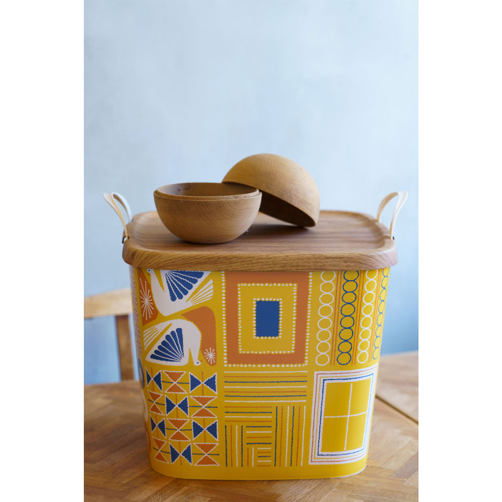 日本Stacksto X toshiyuki Fukuda 聯名花漾籃/野餐籃/收納籃M,25L【幾何圖形黃】 - PChome 24h購物