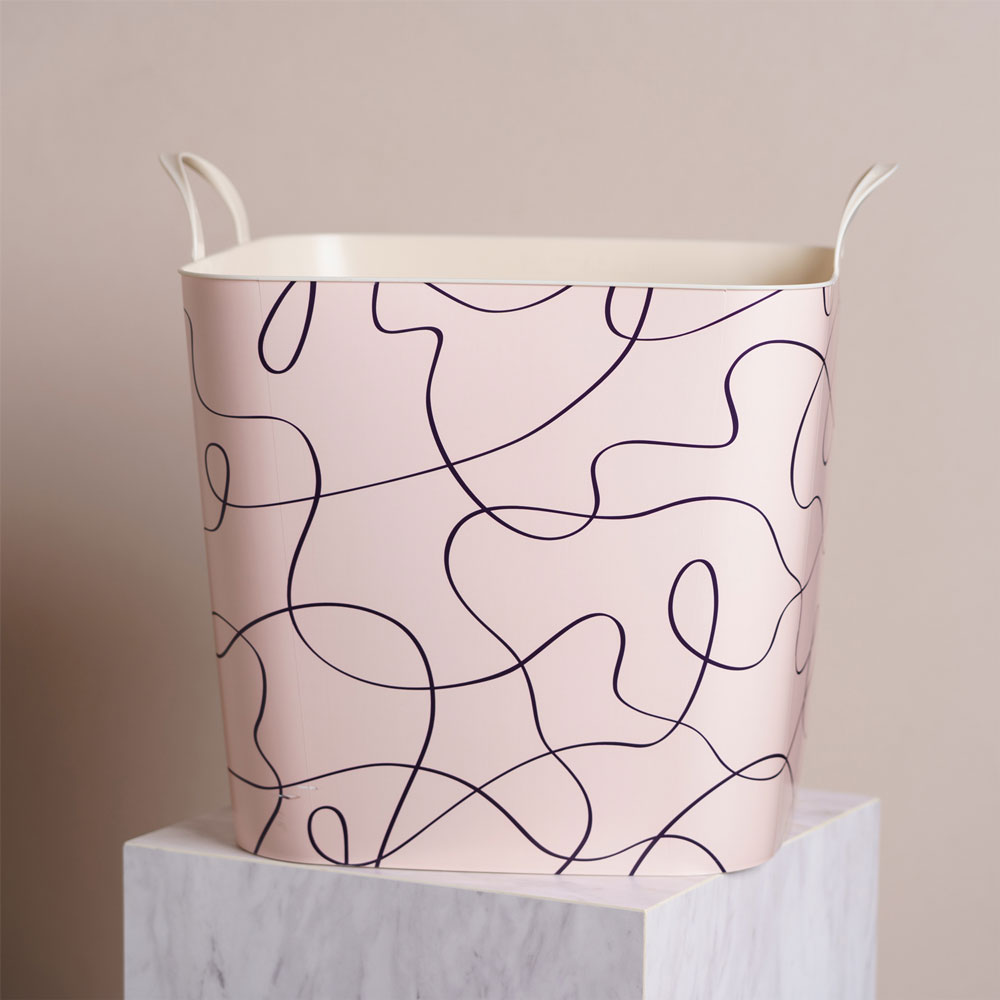 日本Stacksto X Tricote 聯名花漾籃/野餐籃/收納籃M,25L【線條粉】 - PChome 24h購物