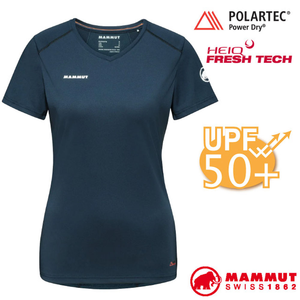 【瑞士 MAMMUT 長毛象】Sertig Polartec 女短袖圓領登山快乾排汗衣/1017-00140-5975 海洋藍/黑 - PChome 24h購物