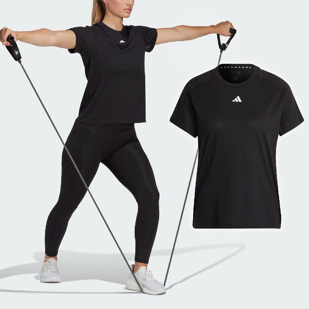 adidas 愛迪達 短袖 TR-ES Crew T 女款 黑 白 吸濕排汗 圓領 運動上衣 小LOGO HR7795 - PChome 24h購物
