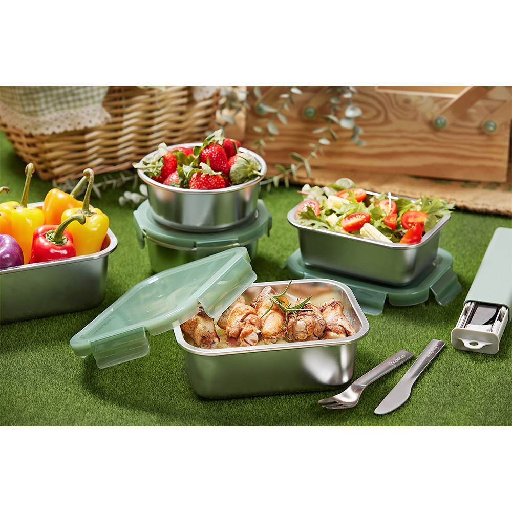 【Snapware 康寧密扣】316不鏽鋼可微波長方形保鮮盒820ML - PChome 24h購物