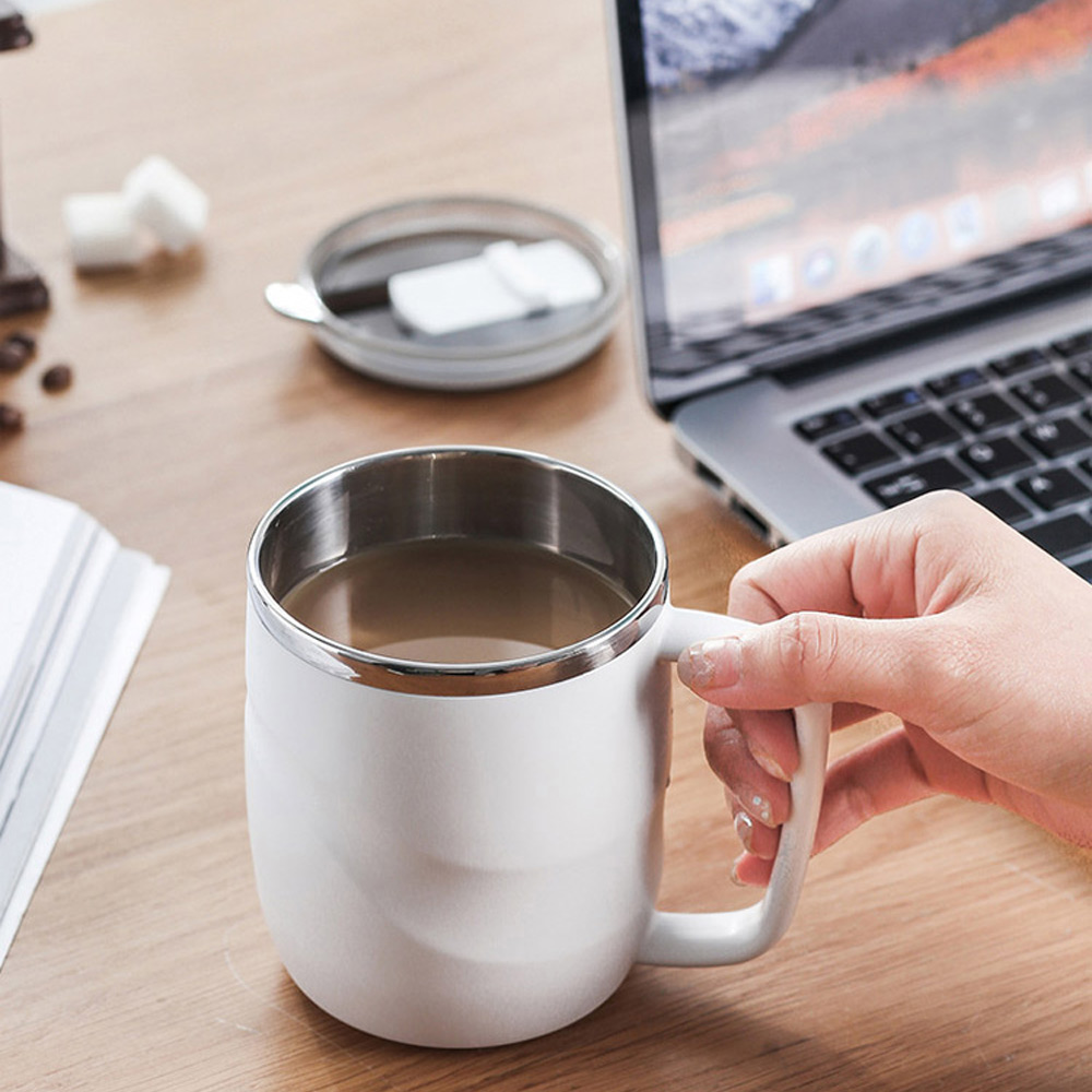 PUSH!餐具廚房用品 304不銹鋼馬克杯辦公室杯子防燙咖啡杯保溫400ML水杯E167黑色 - PChome 24h購物