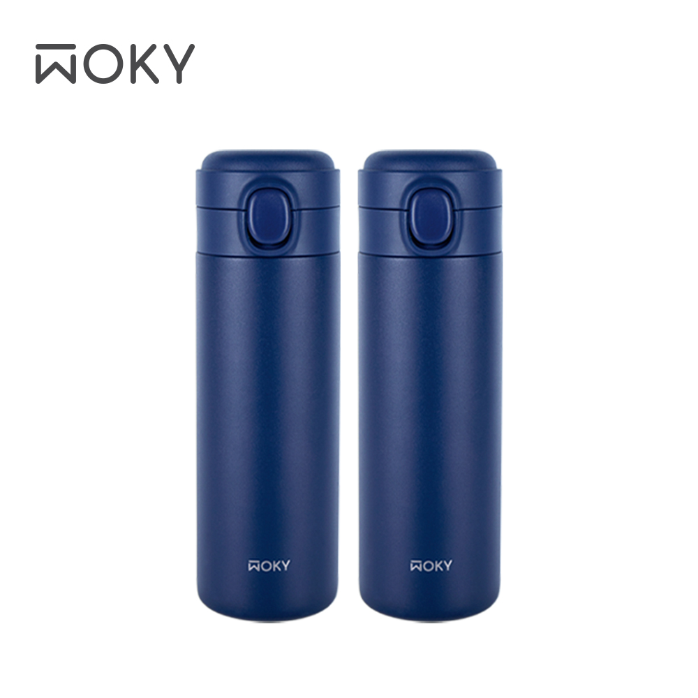【WOKY 沃廚-買1送1】輕量彈蓋陶瓷易潔層保溫瓶450ml-夜幕藍+夜幕藍 - PChome 24h購物