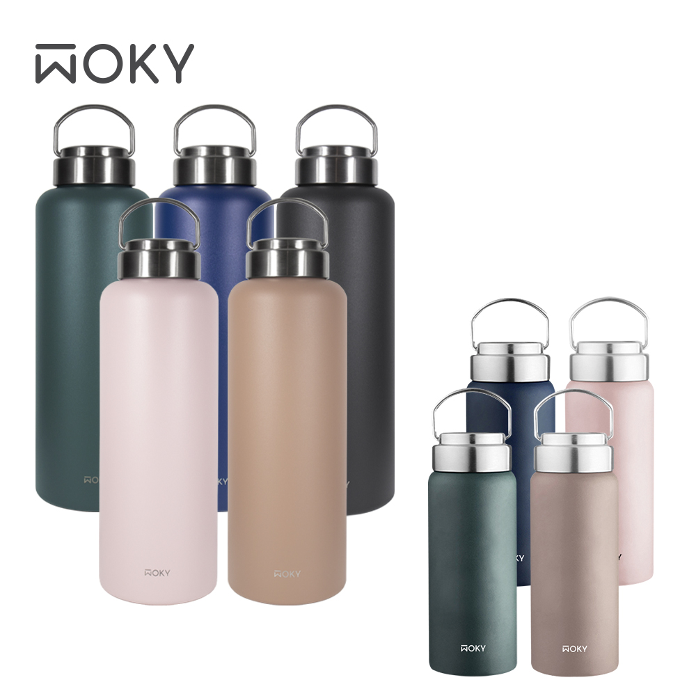 【WOKY 沃廚】提手輕芯鈦瓷易潔層保溫瓶500ml+1200ML - PChome 24h購物