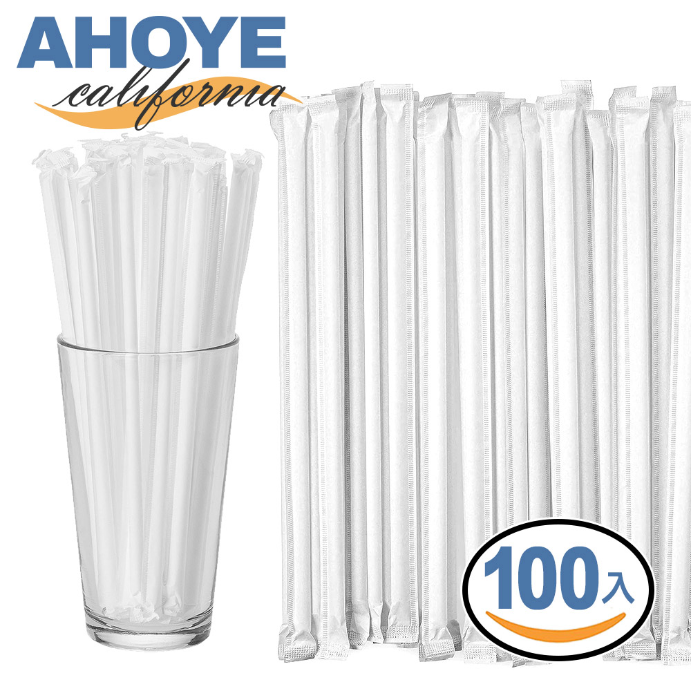 【Ahoye】PLA可生物降解吸管 白色100支-斜口-6*245mm 環保吸管 - PChome 24h購物