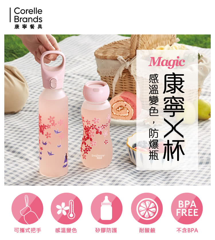 康寧Snapware 耐熱感溫玻璃手提水瓶480ml (兩款可選) - PChome 24h購物