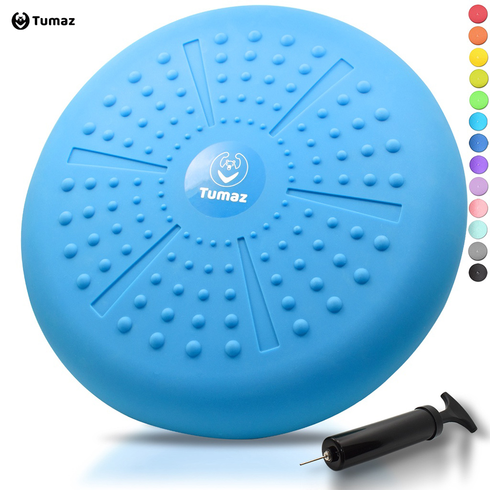 TUMAZ 月熊健身 美臀平衡坐墊-天空藍 矯正脊椎 核心/感統訓練 充氣平衡墊(贈充氣筒) - PChome 24h購物