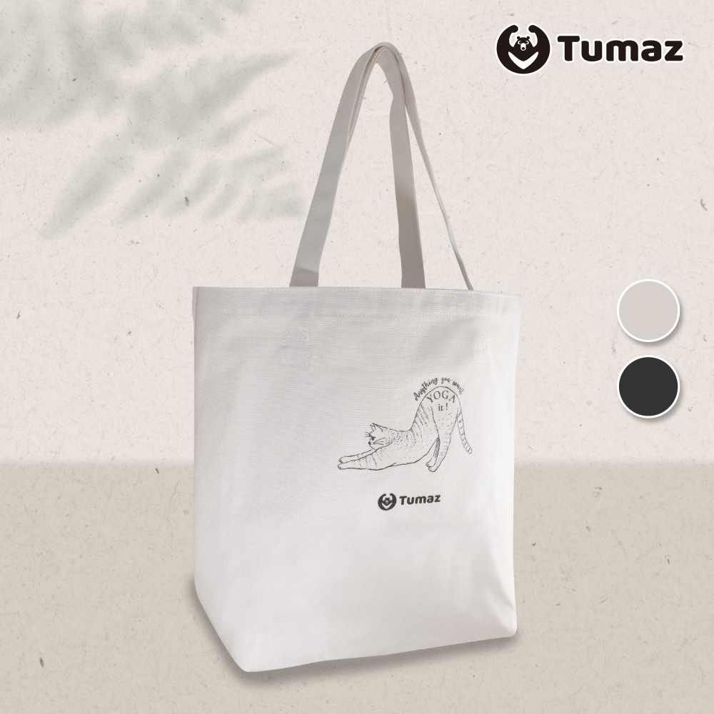 【Tumaz月熊健身】瑜珈貓大容量帆布包袋 文青白 - PChome 24h購物