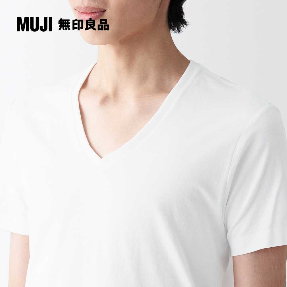 男棉質無側縫天竺V領短袖T恤【MUJI 無印良品】 - PChome 24h購物
